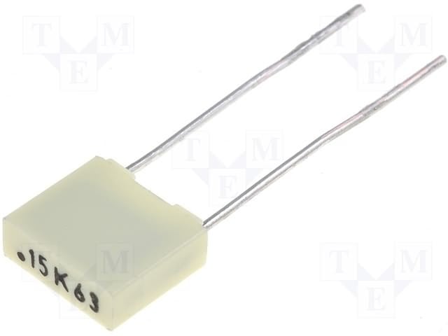 150nf 63V жълт MC5-150N Polyes MC5-150N Polyester film capacitor MKT ...